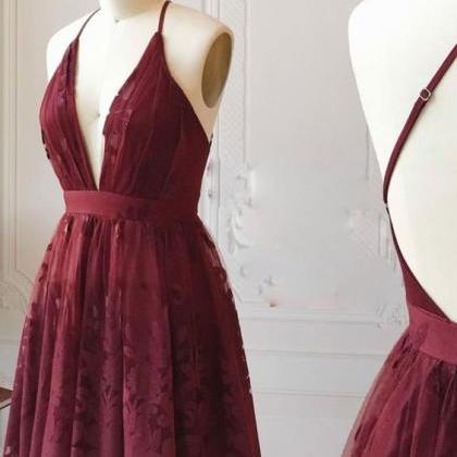 A Line Deep V Neck Mini Dress With Lace.MN44 on Luulla